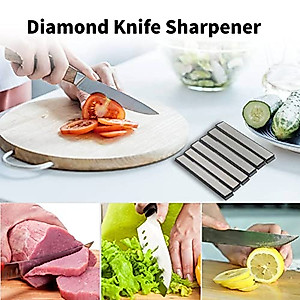 Professional Diamond Whetstones, 6 Pack 200#, 300#, 500#, 600#, 800#, 1000# Grit Diamond Sharpening Stones with Non-slip Base Portable Knife Sharpener Stones for Kitchen Outdoor 6.3x0.9in (6Pcs)