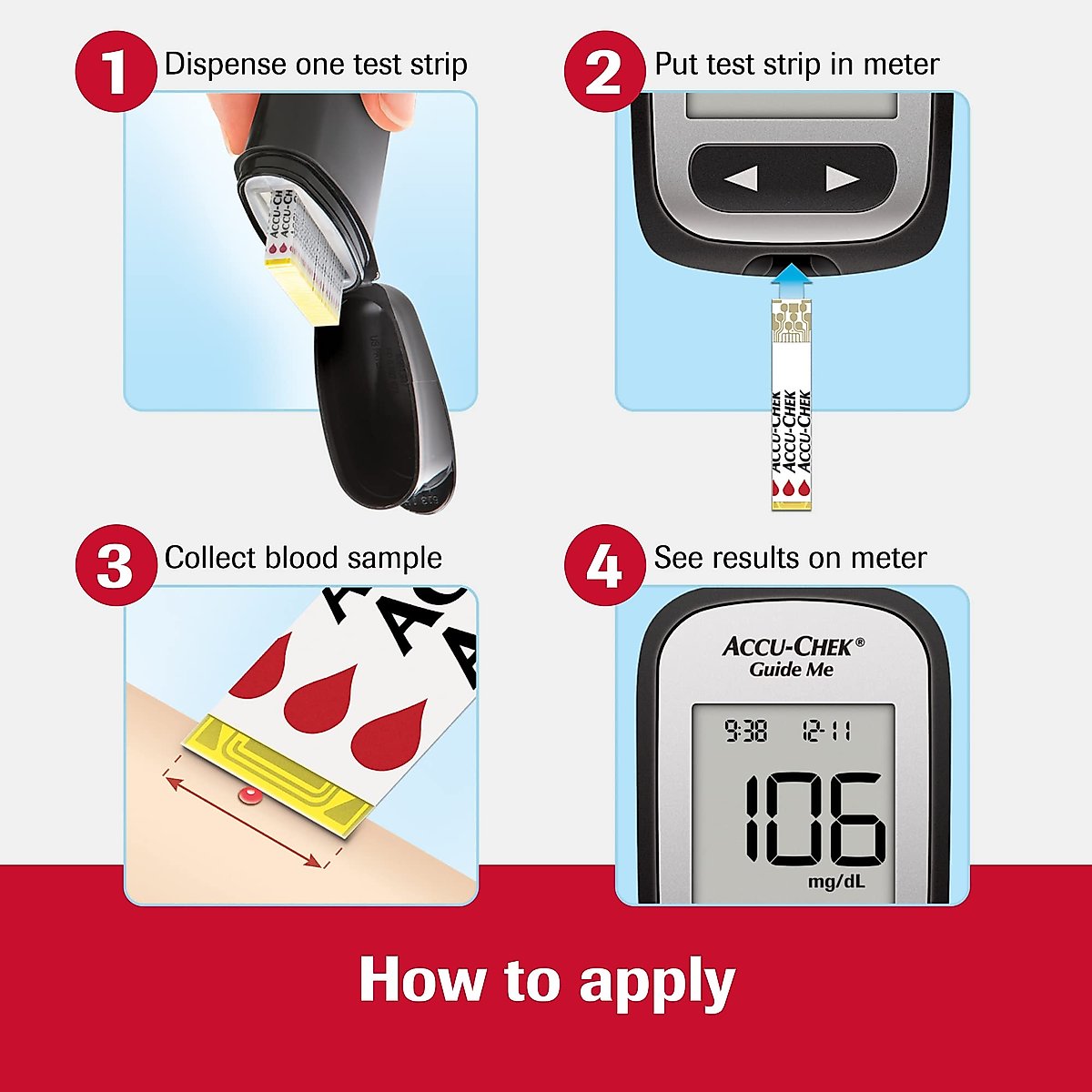 Accu-Chek Guide Me Glucose Monitor Kit for Diabetic Blood Sugar Testing: Guide Me Meter, 200 Guide Test Strips, and Control Solution
