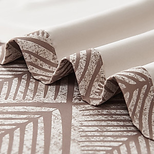 jinchan 80% Blackout Curtains for Bedroom, Geometric Patterns Drapes for Living Room, Window Treatments for Room Darkening, Grommet Top Thermal Insulated Curtains 63 inch Length 2 Panels Set, Brown