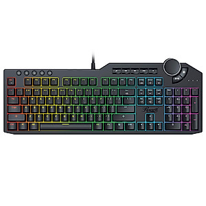 Rosewill Mechanical Gaming Keyboard, 15 RGB Backlit Modes, 2-Port USB Passthrough, Media Keys and Multifunctional Volume Dial, Magnetic Wrist Rest, Tactile Brown Switches - NEON K90 RGB BR, Black