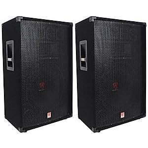 (2) Rockville RSG15 15 3-Way 1500 Watt 8-Ohm Passive DJ/Pro Audio PA Speaker Black