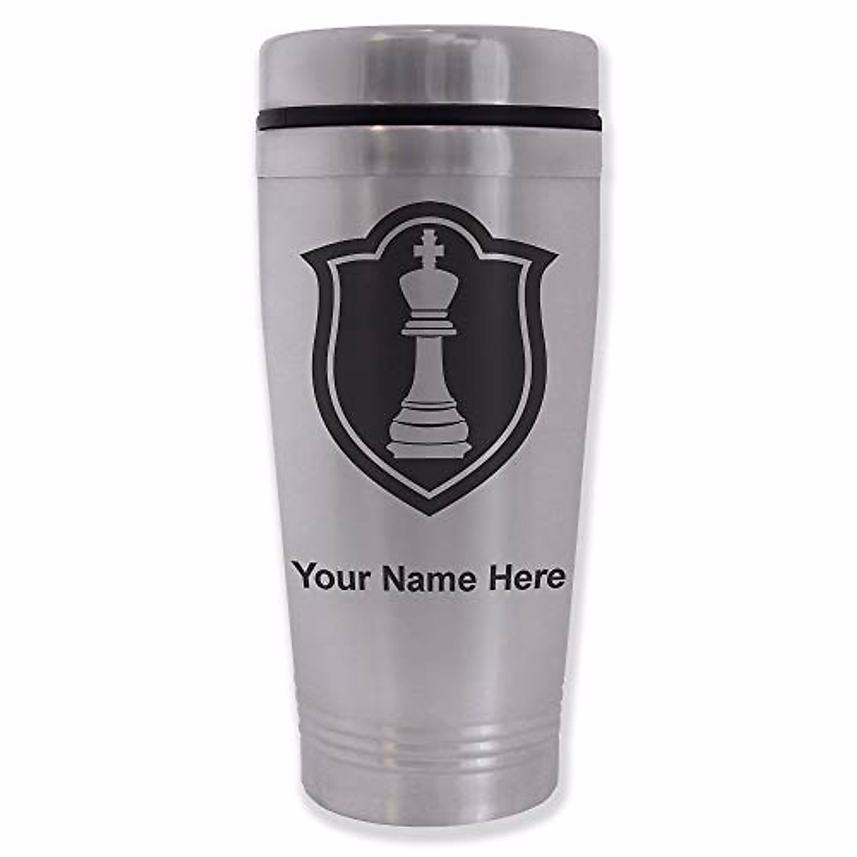 LaserGram 16oz Commuter Mug, Chess King, Personalized Engraving Included