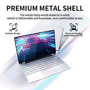 ZWYING [Win 11 &Office 2019] All Metal 15.6’’ FHD IPS Screen 12th Celeron N5105 (2.0-2.9Ghz) Laptop DDR4 16GB RAM 960G SSD Notebook 180°Opening and Closing Dual Band WiFi (Silver)