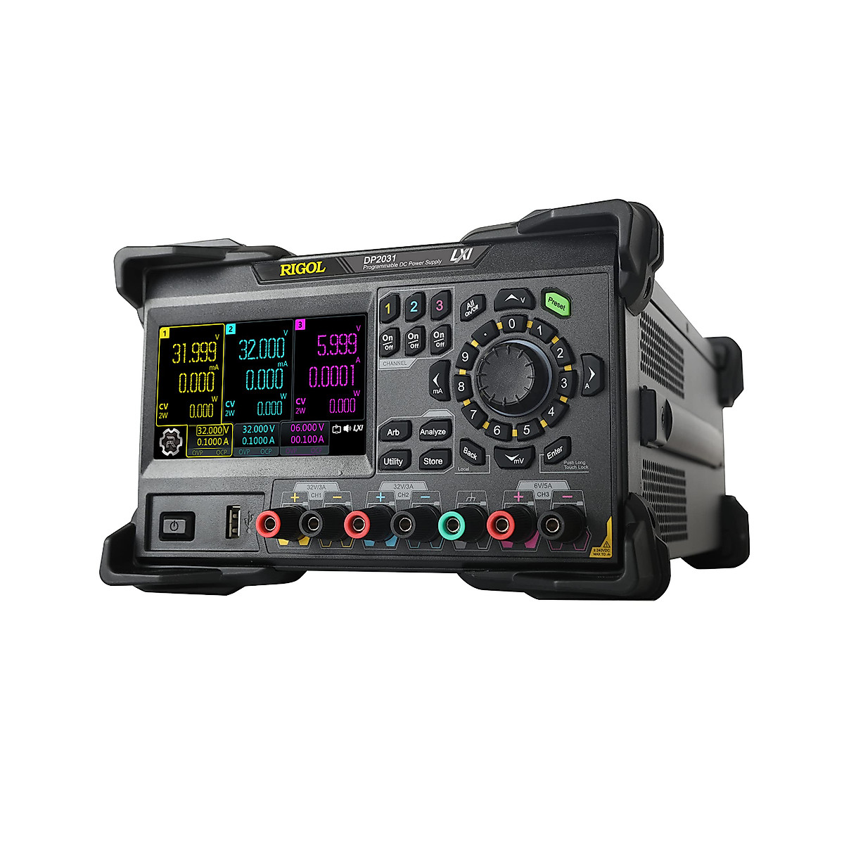 Rigol DP2031 Programmable Linear Dc Power Supply,3 Channels,222W Total Power