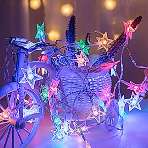 E-lishine 19ft /40LED Stars String Light Battery Operated,Decorative Stars Lights for Home, Party, Christmas, Wedding, Garden (19, Color)