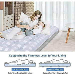 Giftway Twin Size Inflatable Air Mattress for Camping - Upgraded Height 9" Inflatable Mattress Foldable Air Bed with Waterproof Flocked Top - Portable Blow up Air Bed for Home/Travel/Housewarming Gift