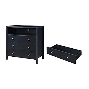 Hodedah 3-Drawer 1-Open Shelf Dresser, Black