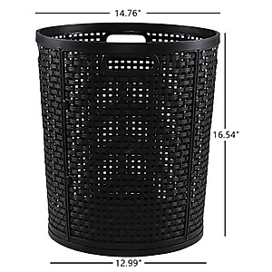 Waikhomes Laundry Hamper with Handles, Flexible Laundry Basket for Clothes, Black, F