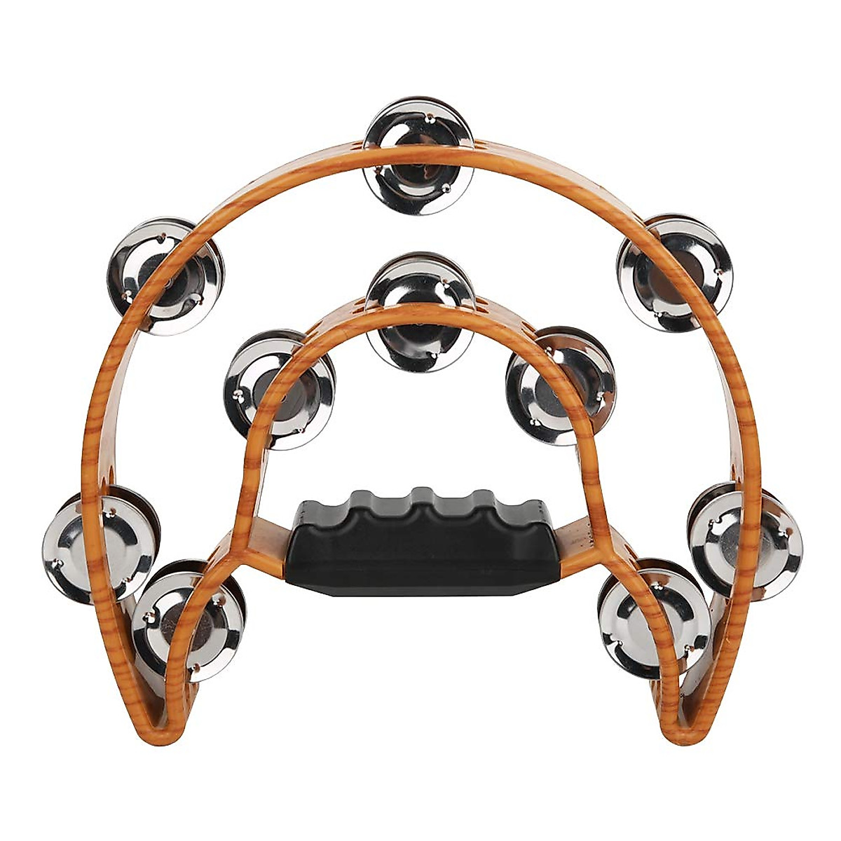 Bnineteenteam Handheld Tambourine,Rattle with Double Row 20 Pairs Metal Jingles Tambourine for Adults Kids Games Party