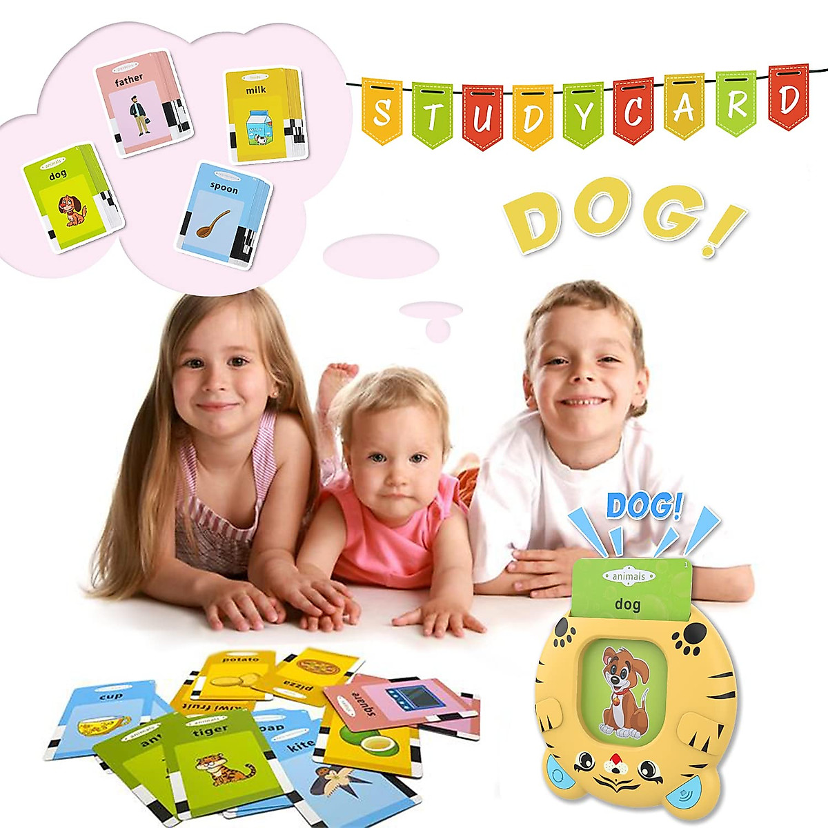 Talking Flash Cards Learning Toys for 2 3 4 5 6 Year Old Kids Toddler Flash Cards, Educational Toddlers Toys Reading Machine with 224 Words, Preschool Montessori Toys and Birthday Gift for Kids