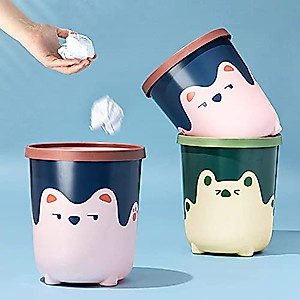 Rubbish Garbage Bin, Cute Huggable Bear Pressure Ring Trash Can Bedroom Living Room Kitchen Bathroom Paper Basket Large Capacity Bucket Waste Bin Yellow 9.84" x 8.66"