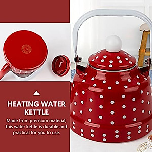 DOITOOL Tea Kettle Tea Kettle Tea Kettle Red and White Kettle Enamel Tea Kettle Creative Stove Teapot for Home (1. 1L) Enamel Pot Insulated Water Bottle Glass Water Bottles