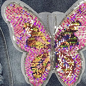 Peacolate Little Big Girl Distressed Sleeveless Jacket Embroidered Sequins Butterfly Denim Vest (Butterfly,8-9Years)