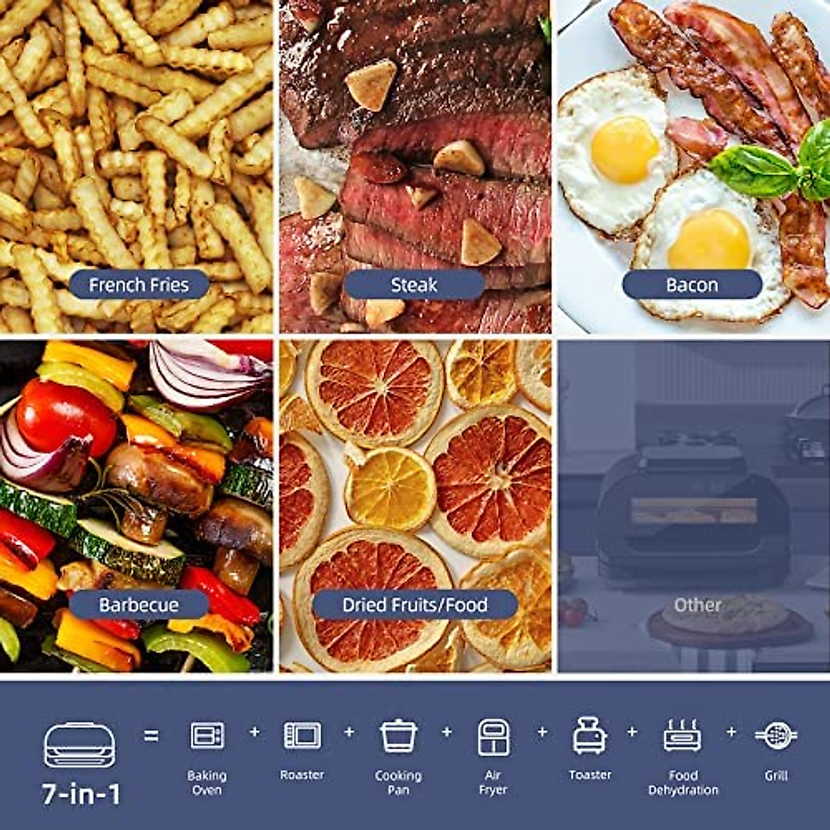 Electric Indoor Grill Air Fryer Combo,Chefavor Smokeless 11 QT 7-in-1 with Broil, Roast, Bake, Crisp, Dehydrate, Preheat, Smart Thermometer, Extra Large Capacity with Viewing Window, Black