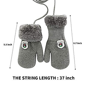 ORVINNER 3 Pairs Toddler Gloves Baby Boys Girls Winter Warm Sherpa Lined Knit Gloves Kids Mittens Black/Grey/Navy Pack