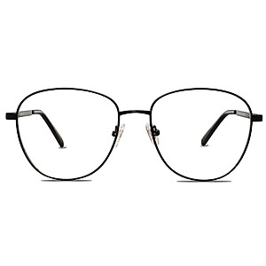 SOJOS Oversized Aviator Blue Light Blocking Glasses for Women Men, Metal Frame Clear Lens Eyeglasses SJ5098, Matte Black Frame/Anti-Blue Light Lens