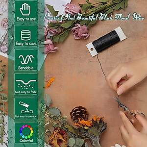 Floral Wire 38 Yards 114 Ft Florist Paddle Wire 22 Gauge Flexible Paddle Wire for DIY Crafting Wreath, Floral Arrangement, Bouquet Stem Wrapping, Christmas Wreaths Tree, Wedding Bouquets (Black)