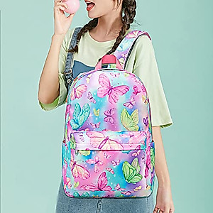 CAMTOP Backpack for Teen Girls Kids School Bookbag Lunch Box Set(Butterfly Schoolbag)