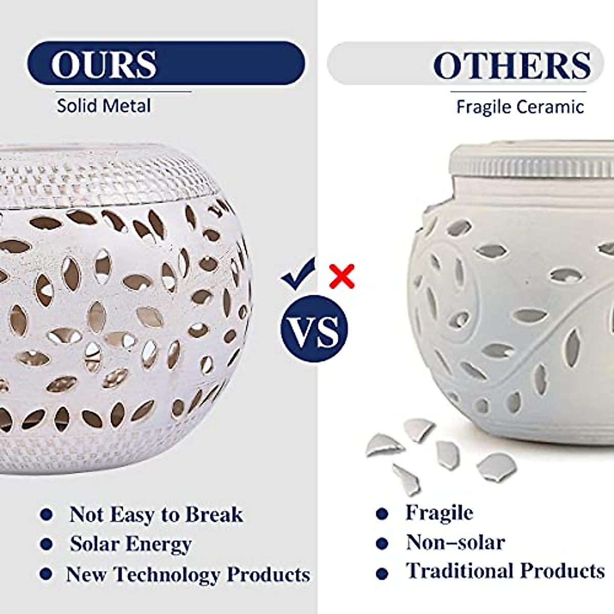 Solar Table Lights Outdoor Waterproof - Dancing Flickering Flame Lamp White Metal Tabletop Light Solar Powered Decorative Lighting Lantern for Desk Bedroom Patio Garden Pathway Yard (1 Pack)