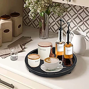 Unistyle Rustic Black Round Wood Tray, 12"