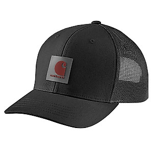 Carhatt Mens Rugged Flex Twill Meshback Logo Patch Cap, 100% Cotton Black