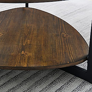 MODERION Round Coffee Table for Living Room, 35.3" Large Farmhouse Cocktail Table with Storage Shelf, Circular Wood Center Tea Table with Metal Leg, Sofa Table, Easy Assembly, Brushed Brown KFZ2338NC