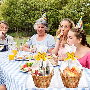 Tatuo 6 Sets 9.8 x 5.1 Inch Wicker Basket with Gift Bags and Ribbons Rattan Baskets Bulk with Handle Gifts Empty Basket for Easter Egg Gathering Storage Wedding Graduation Baby Shower