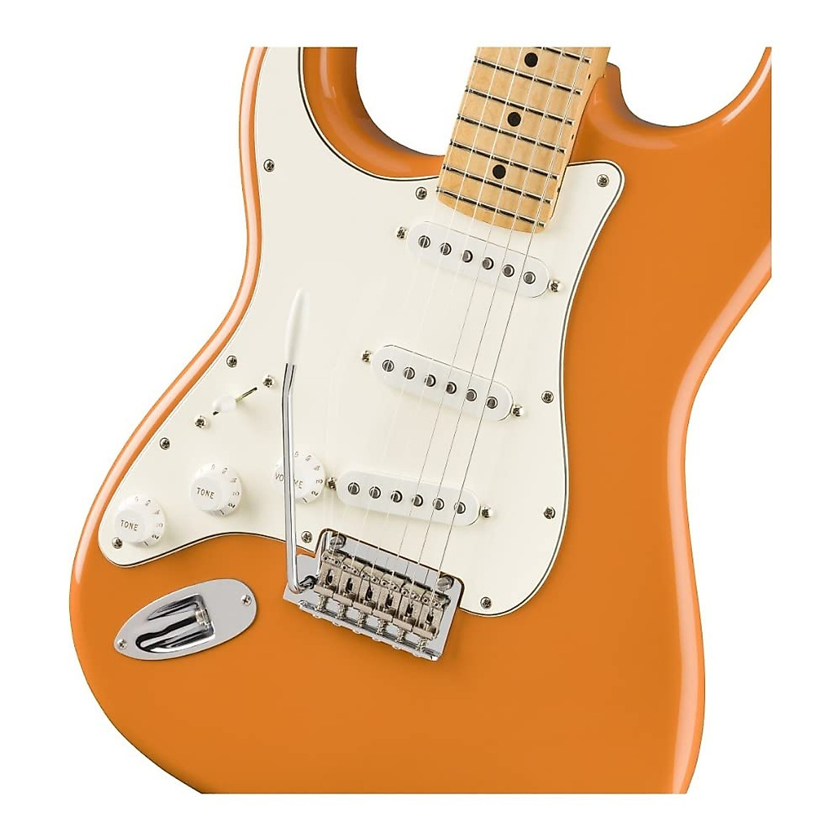 Fender Player Stratocaster SSS Electric Guitar, Capri Orange, Maple Fingerboard, Left-Handed