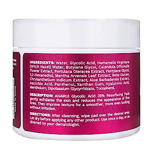 ANAI RUI Glycolic Acid Peel Pads 35% AHA Resurfacing Facial Pads with Vitamins B5, Witch Hazel, Calendula, Facial Exfoliating Pads, Acid Peel for Face Dark Spots and Reduces Fine Lines 80 Pads
