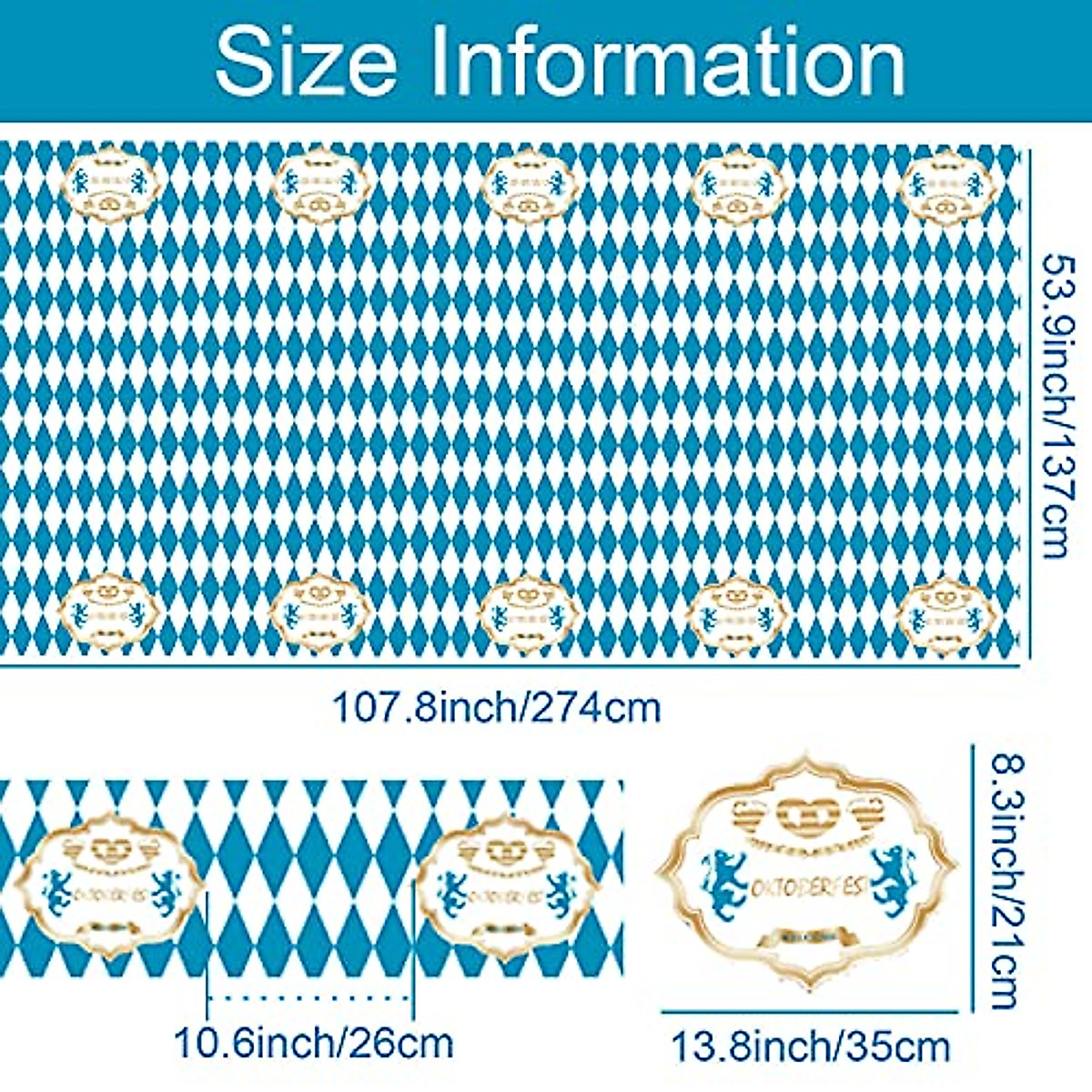 DmHirmg Decorations for Oktoberfest, 66 Feet Pennants Banners and TableCover for Oktoberfest,Flag Banner for Oktoberfest , Garland for Oktoberfest Bavarian German Party (2 Pack Flag+1 TableCover)