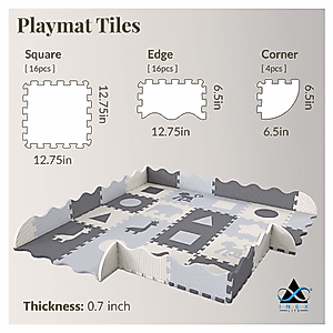 Soft Foam Baby Play Mat | Perfect Playmat for Tummy Time & Crawling - Extra Thick Padded Tiles Protect Infants & Toddlers from Hard Floors - with a Clean, Modern Design You'll Want to Show Off