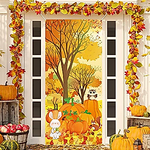Fall Door Cover Thanksgiving Door Decoration Autumn Banner Harvest Backdrop 78 x 35.4 Inches