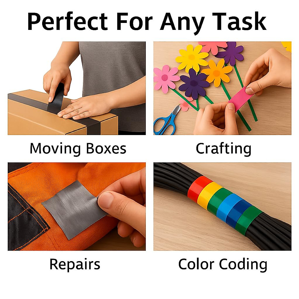 MG888 Multi-Purpose Duct Tape 1.88 Inches x 60 Yards, Crafts, Repairs & DIY Projects, 1 Roll (Red)