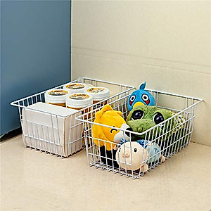 SANNO Large Freezer Baskets Metal Storage Organizer Bin Basket Wire Storage Basket for Kitchen Pantry Bathroom Set of 3 Large Metal Farmhouse Food Fruit Produce Organizer Bins