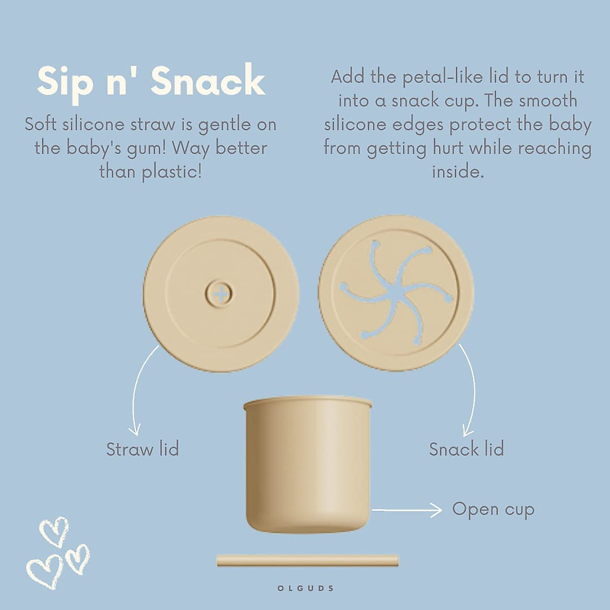 OLGUDS - Silicone Baby Feeding Set - Baby Led Weaning - Toddler Eating Utensils Bib Suction Bowl Divided Plate Sippy Cup - Baby First Stage Solid Food Essentials Dish Set - 6+ Months (Dark Pink)