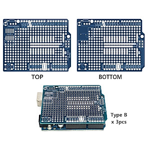 ElectroCookie Proto Shield Kit Compatible with Arduino Uno R3, Expansion Prototyping PCB Board (3 Types, 9 Pack)