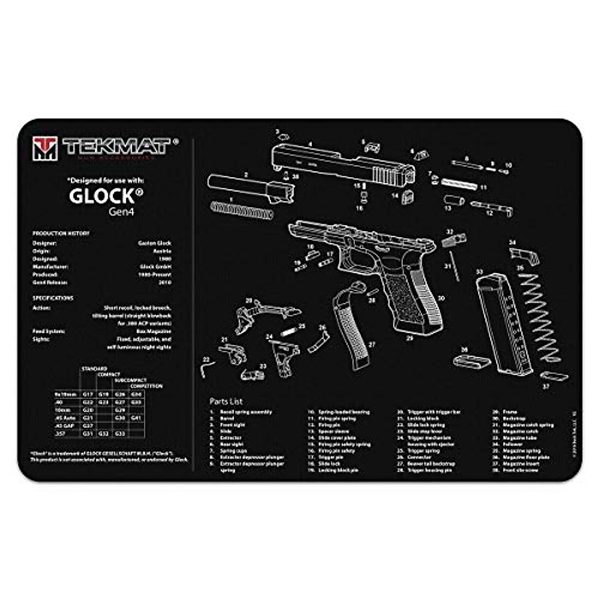 TekMat TEK-R17-GLOCK-G4-TEK, Multi, One Size,Black