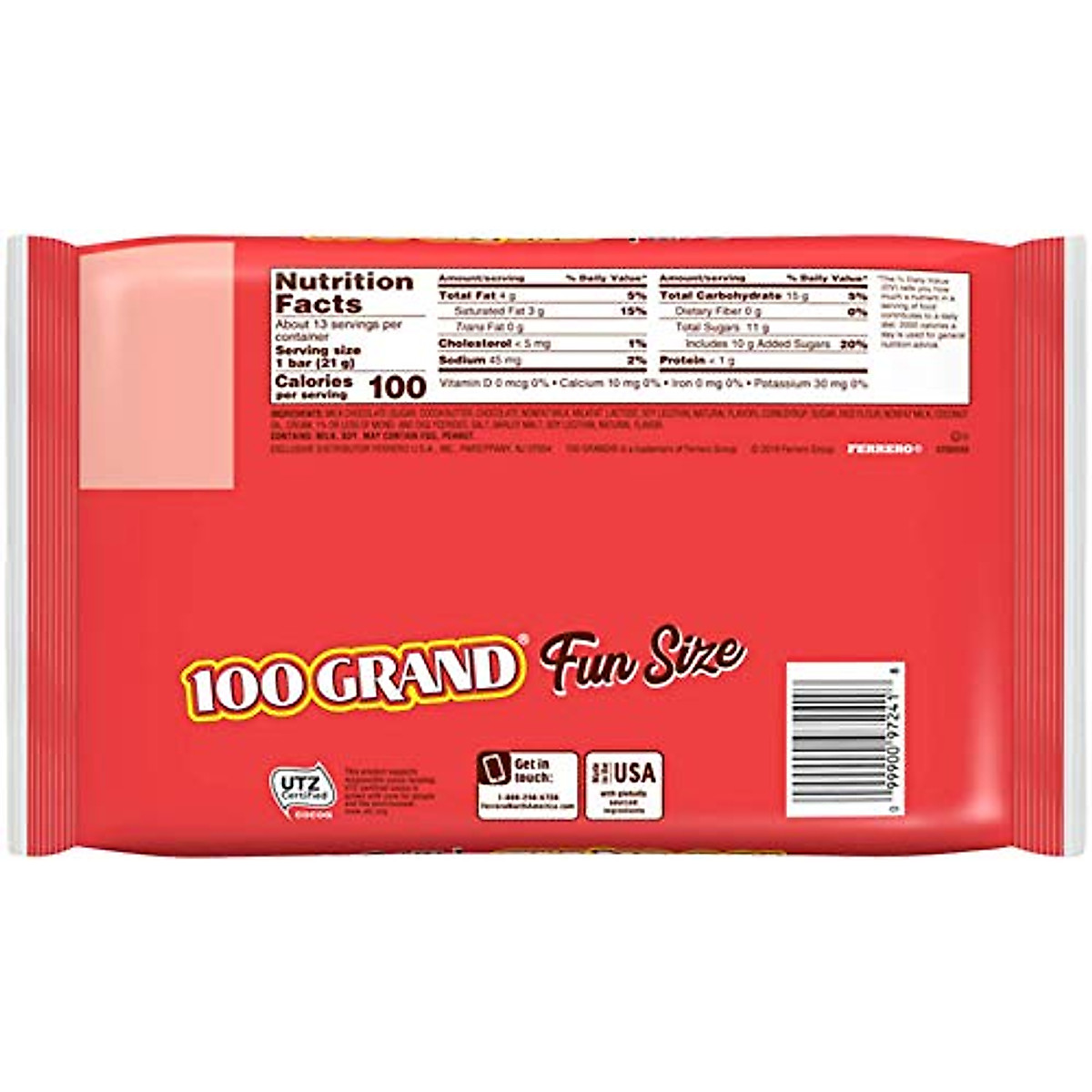 100 Grand Chocolate Bar Fun Size, 11 Ounce