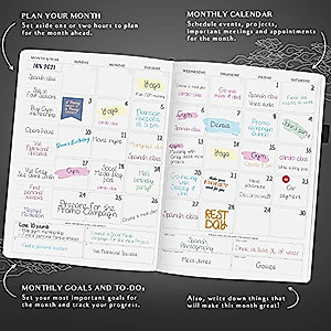 Legend Planner PRO Hourly Schedule Edition - Undated Deluxe Weekly & Daily Organizer with Time Slots. Time Management Appointment Book Journal for Work & Personal Life, A4 Size Hardcover - Black