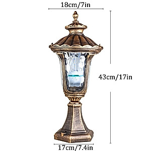 MODEBHD Waterproof Aluminum Modern Outdoor Column Lamp Tradition Classic Victoria Glass Lantern Antirust Table Lamp Street Post Light Villa Garden Patio Lawn Lights E27 Lampholder Decoration Pillar Li