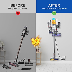 LANMU Accessory Holder Compatible with Dyson V15 V12 V11 V10 V8 V7 Outsize Gen5 G5 Cordless Stick Vacuum Cleaner, Docking Station Attachments Organizer
