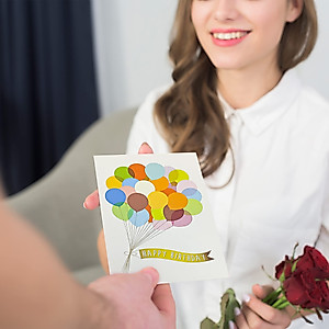 ProGibbs Happy Birthday Day Card - White Card with Balloons