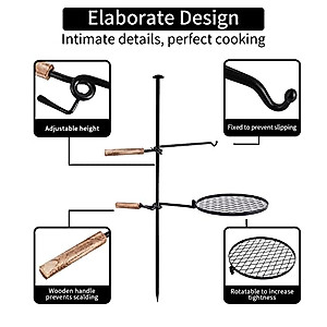 Swivel Campfire Grill Grate, Adjustable Fire Pit Grill, Camping Grill ...