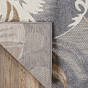 Rugshop Ravenna Modern Large Floral Flowers Indoor/Outdoor Area Rug 7'10" x 10' Gray