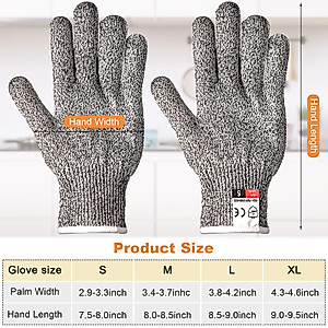 Potchen 15 Pairs Cut Resistant Gloves Level 5 Protection Cutting Gloves Anti Cut Gloves for Kitchen Fish Slicing and More (Large)