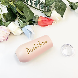 CARAKNOTS Maid of Honor Gifts Wedding Champagne Flutes Bridesmaid Proposal Gifts Wine Tumbler for Engagement Bachelorette Party Pink Stainless Steel Tumbler 6 oz