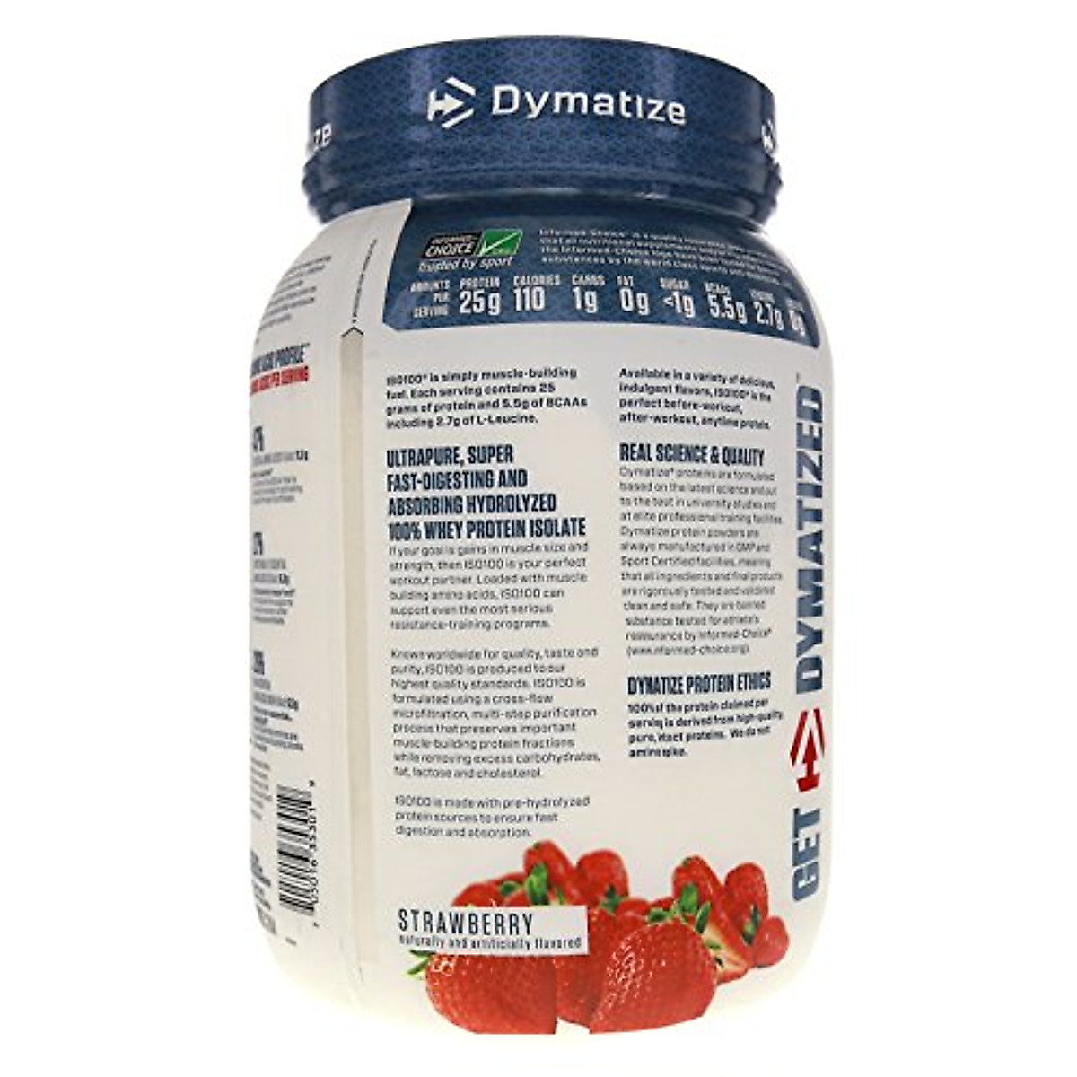 Dymatize ISO 100 Hydrolyzed Whey Protein Isolate - Strawberry- 1.6 lbs