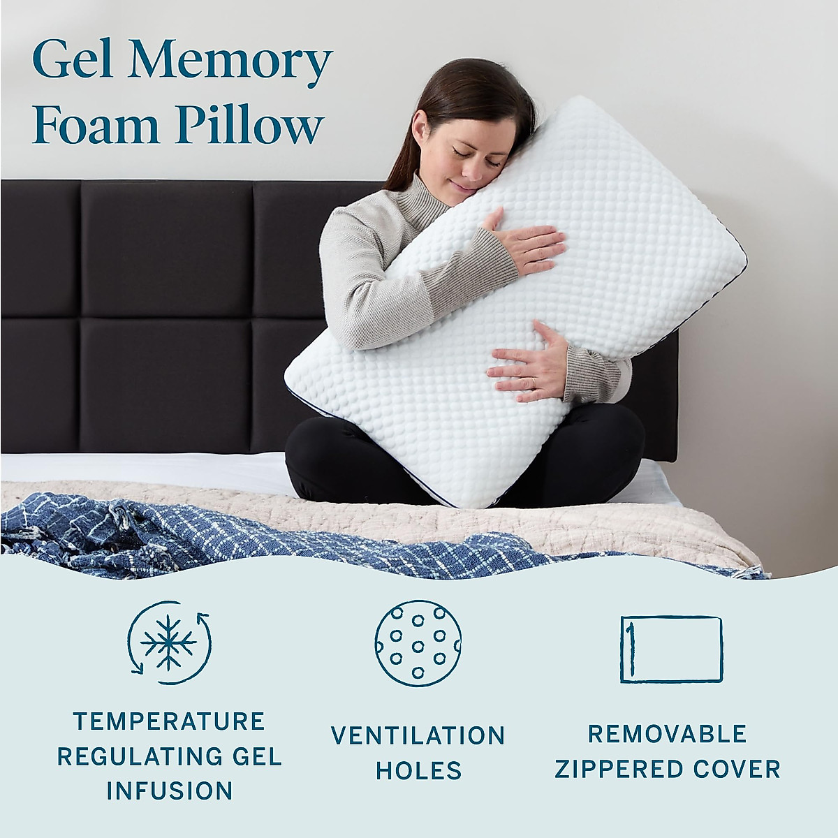 WEEKENDER Gel Memory Foam Pillow - King Size - 1-Pack - Medium Plush Feel - Neck & Shoulder Support - For Back, Side, & Stomach Sleepers - Home, Hotel, & Hospital Essentials