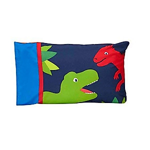 JUSTSWAG Monond SPPRANDOM Garanimals Dino-Mite Dinosaurs 4-Piece Toddler Bedding Set, Blue and Red Comforter Set for Boys
