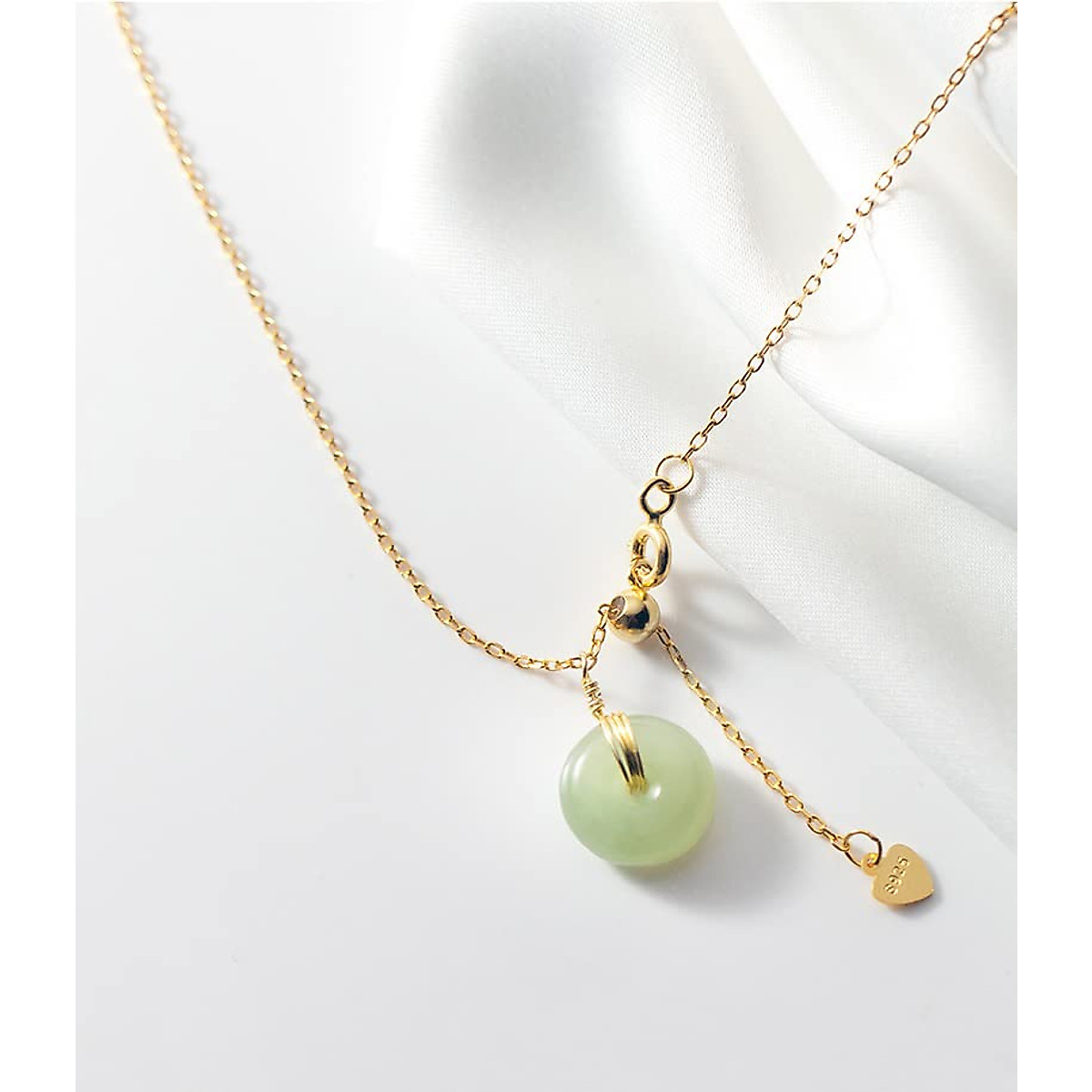 LIKEYO Jade Necklace - Jade Necklaces for Women, Natural Hetian Jade Pendants for Women, Green jade necklace, 925 Sterling Silver Gold Jade Jewelry for Women